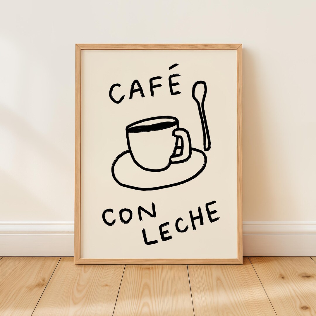 Café Con Leche Print: Minimalist Kitchen Wall Art (digital Download) - Etsy
