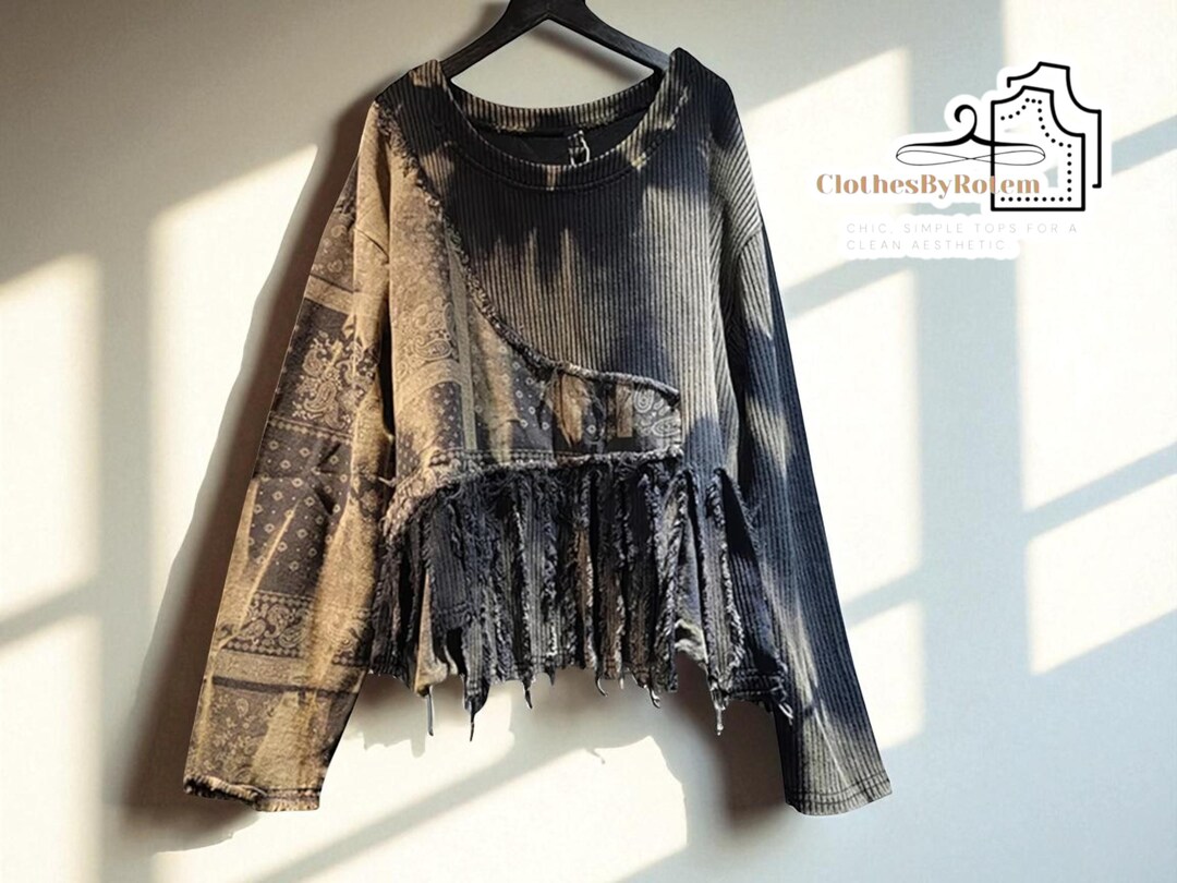 Tie-dye Knit Pullover Sweater | Distressed Tassel Design - Etsy
