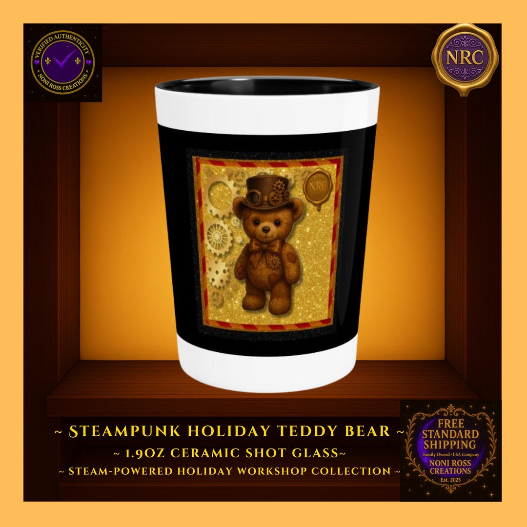Steam-powered Teddy Bear Ceramic Shot Glass – 1.9 Oz | Holiday ...