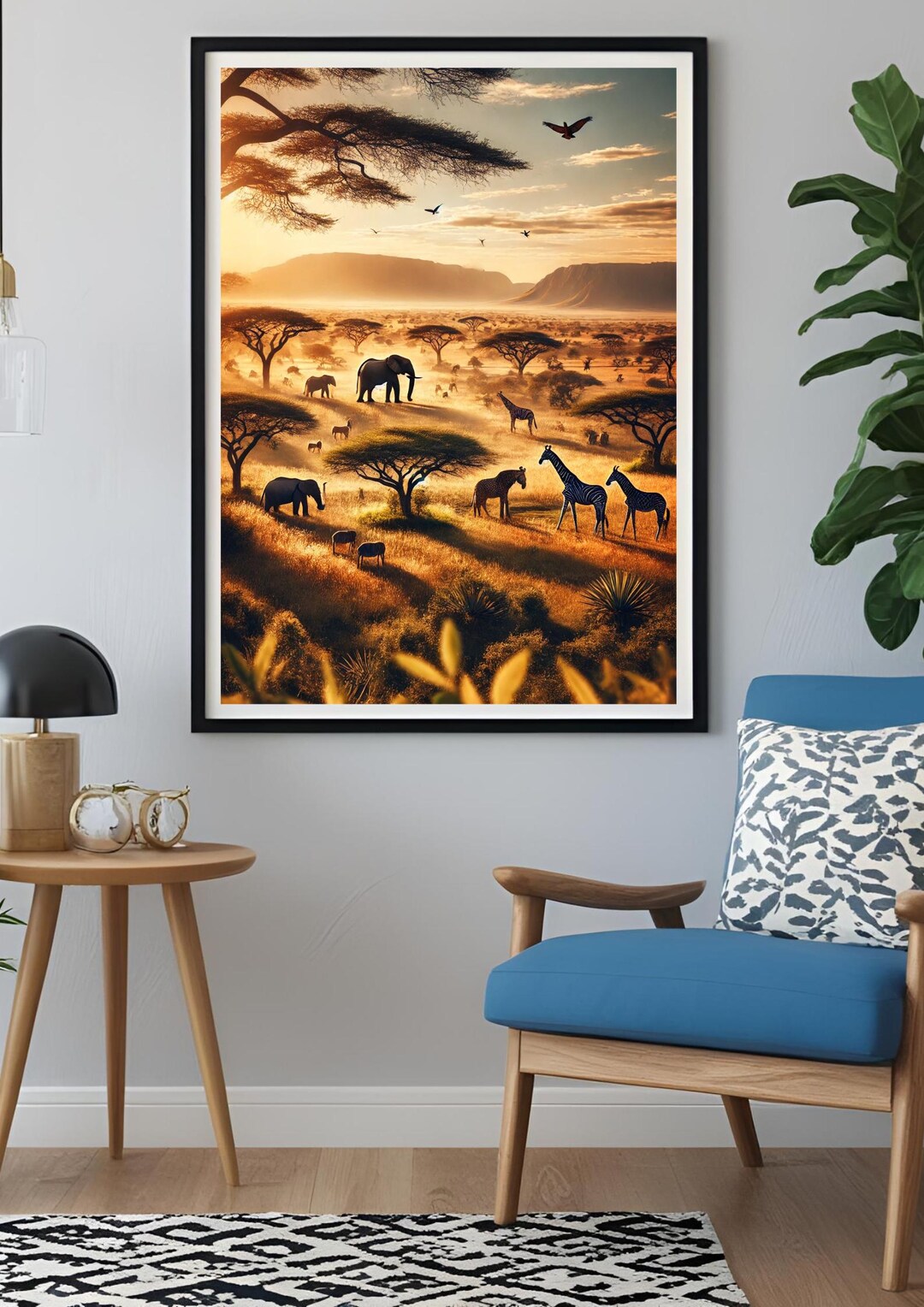 Colorful Safari Art Print: African Animals Travel Poster - Etsy
