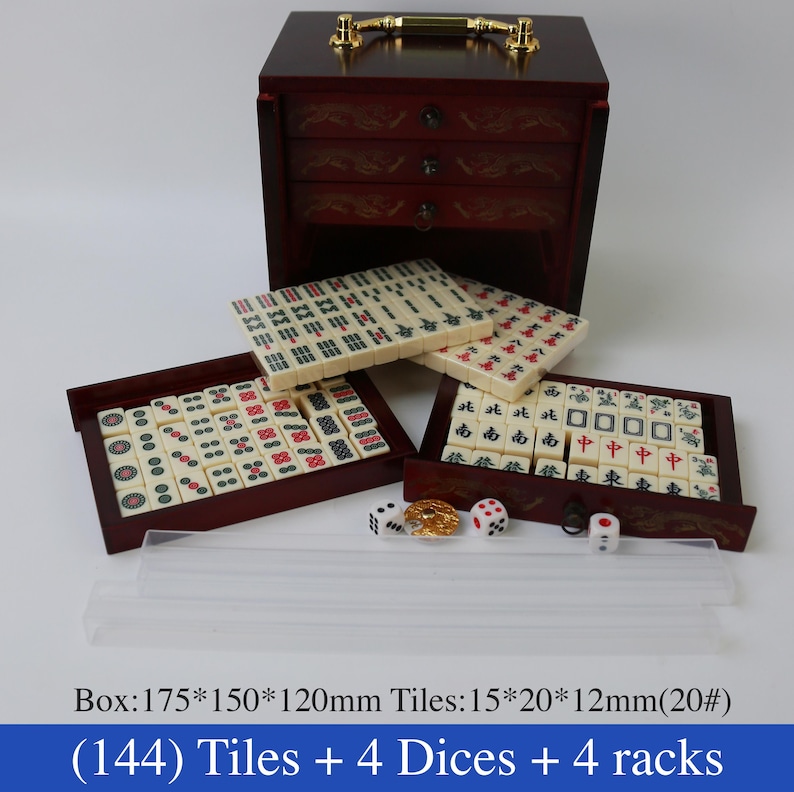 Vintage Chinese Style Mahjong Set,mini Mahjong Set,high-end Wooden Box ...