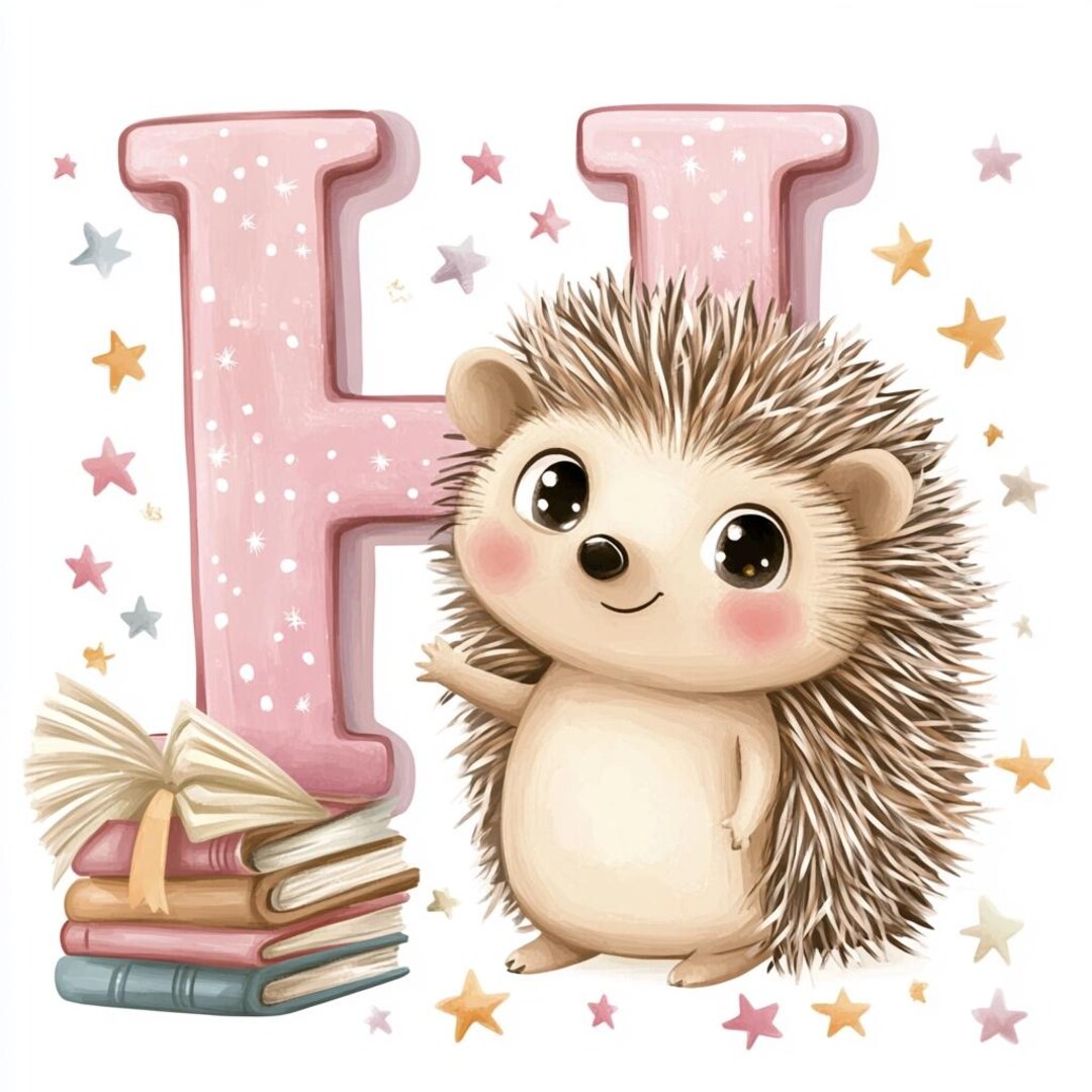 H is for Hedgehog – Cute Cartoon Alphabet Flashcard for Preschool ...