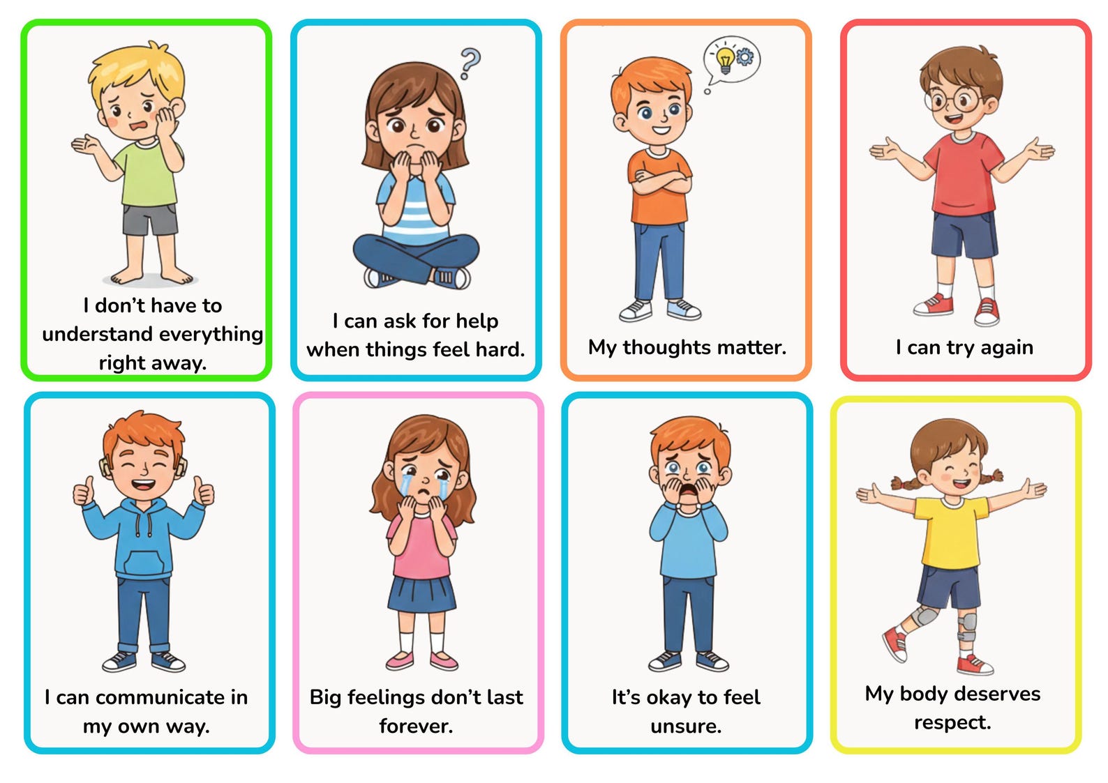 Big Feelings Affirmation Cards for Kids, Emotional Regulation, Social ...