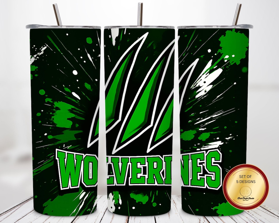 Wolverine Mascot Claw Mark Design PNG | Green Black Tumbler Wrap ...