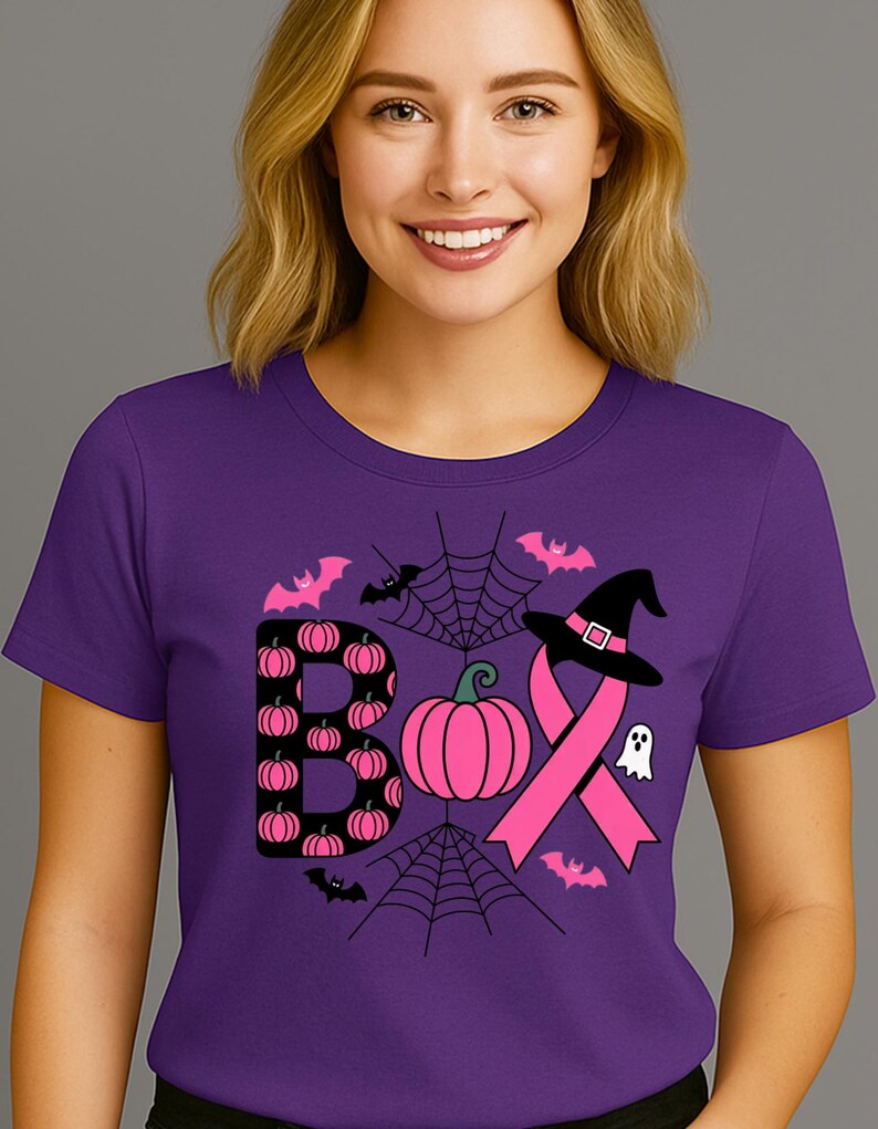 Pink Halloween Breast Cancer Awareness BOO Design, Witch Hat Pumpkin ...