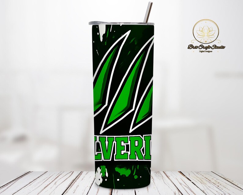 Wolverine Mascot Claw Mark Design PNG | Green Black Tumbler Wrap ...