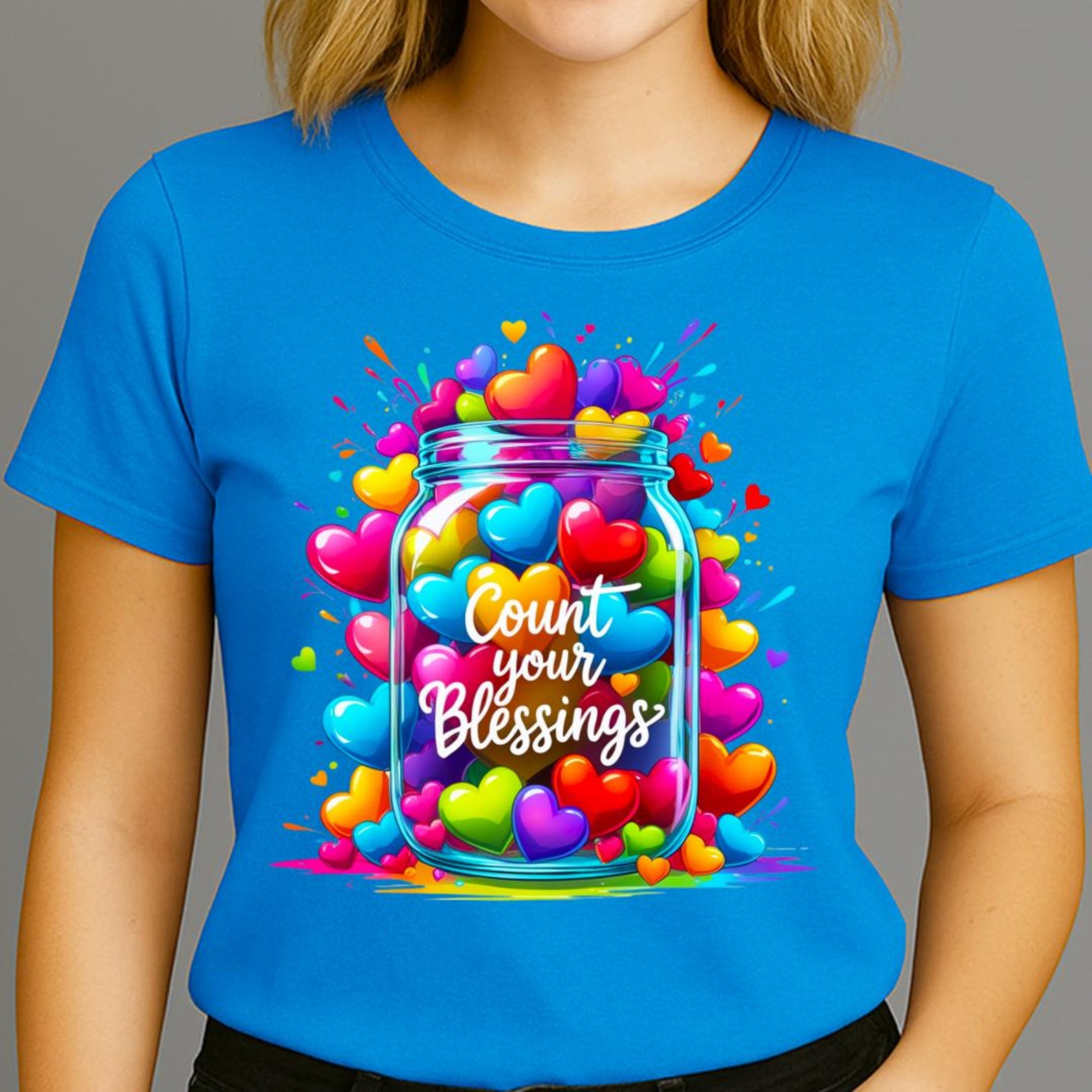 Count Your Blessings Jar PNG Design – Rainbow Heart Inspirational Quote ...