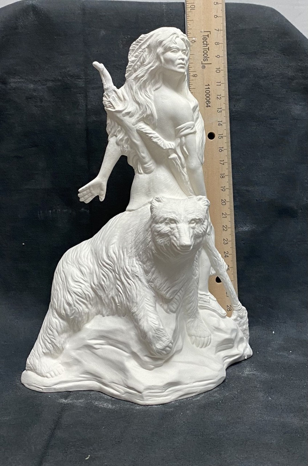 Ready to Paint Ceramic Bisque Provincial Indian Maiden With Bear - Etsy