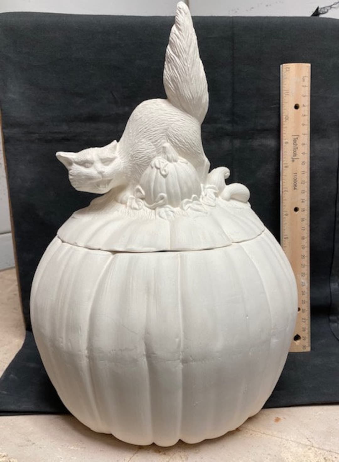 Ready to Paint Ceramic Bisque Cat on Pumpkin - Etsy