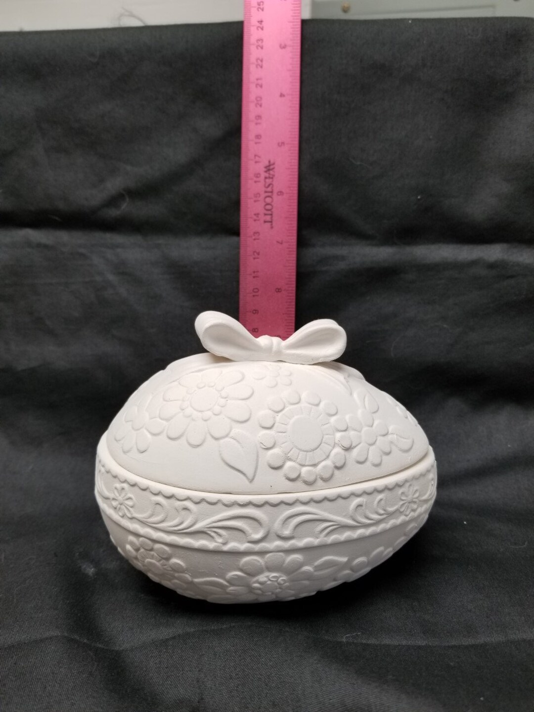 Ready to Paint Ceramic Bisque Ornate Egg Box With Bow - Etsy