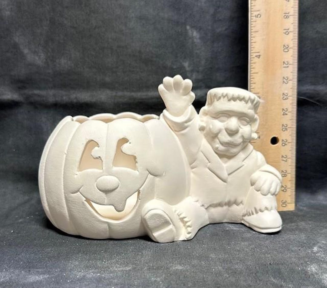 Ready to Paint Ceramic Bisque Clay Magic Frankie or Mummy Candy Dish or ...