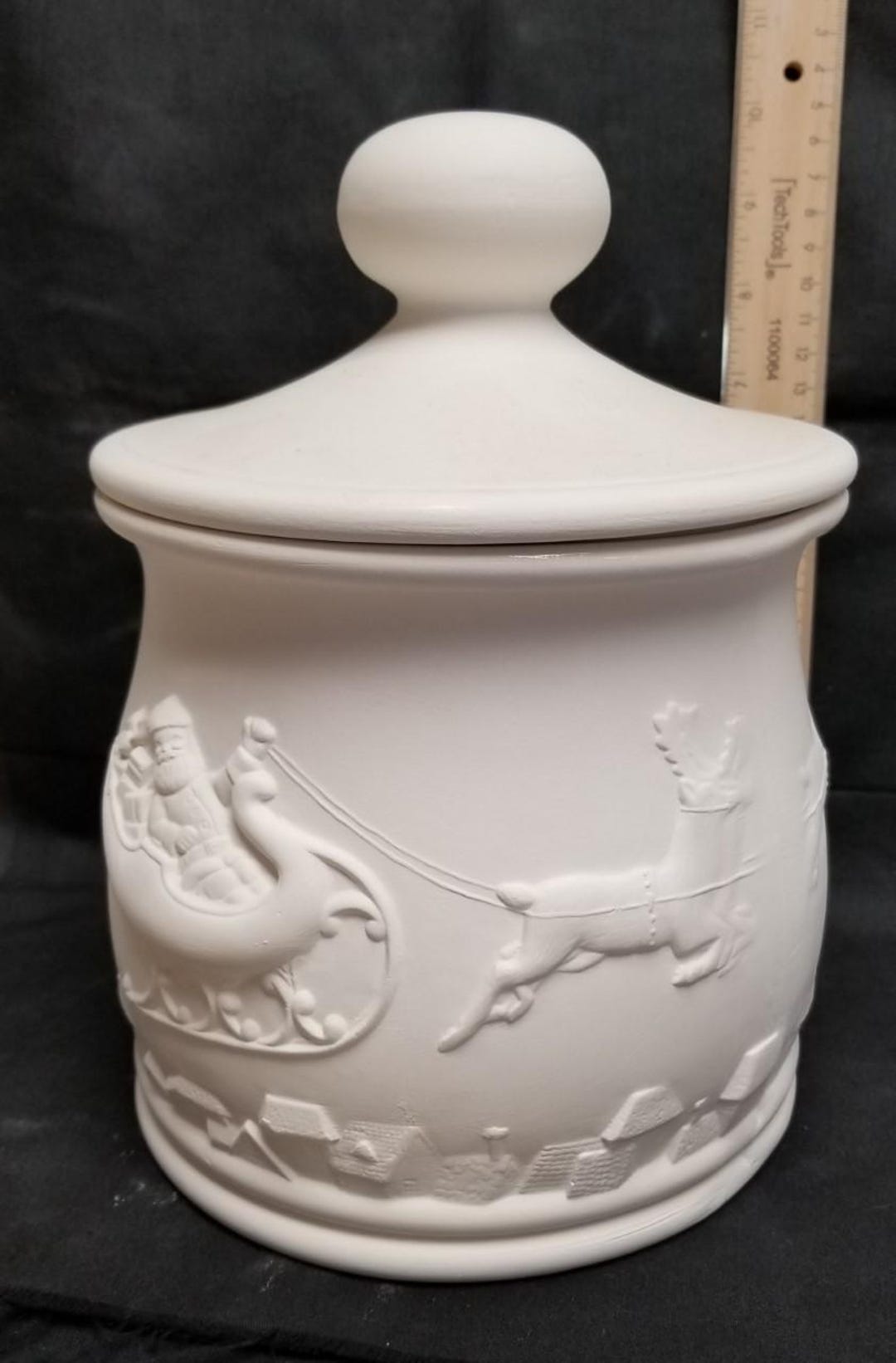 Ready to Paint Ceramic Bisque Santa Sleigh Ride Cookie Jar - Etsy