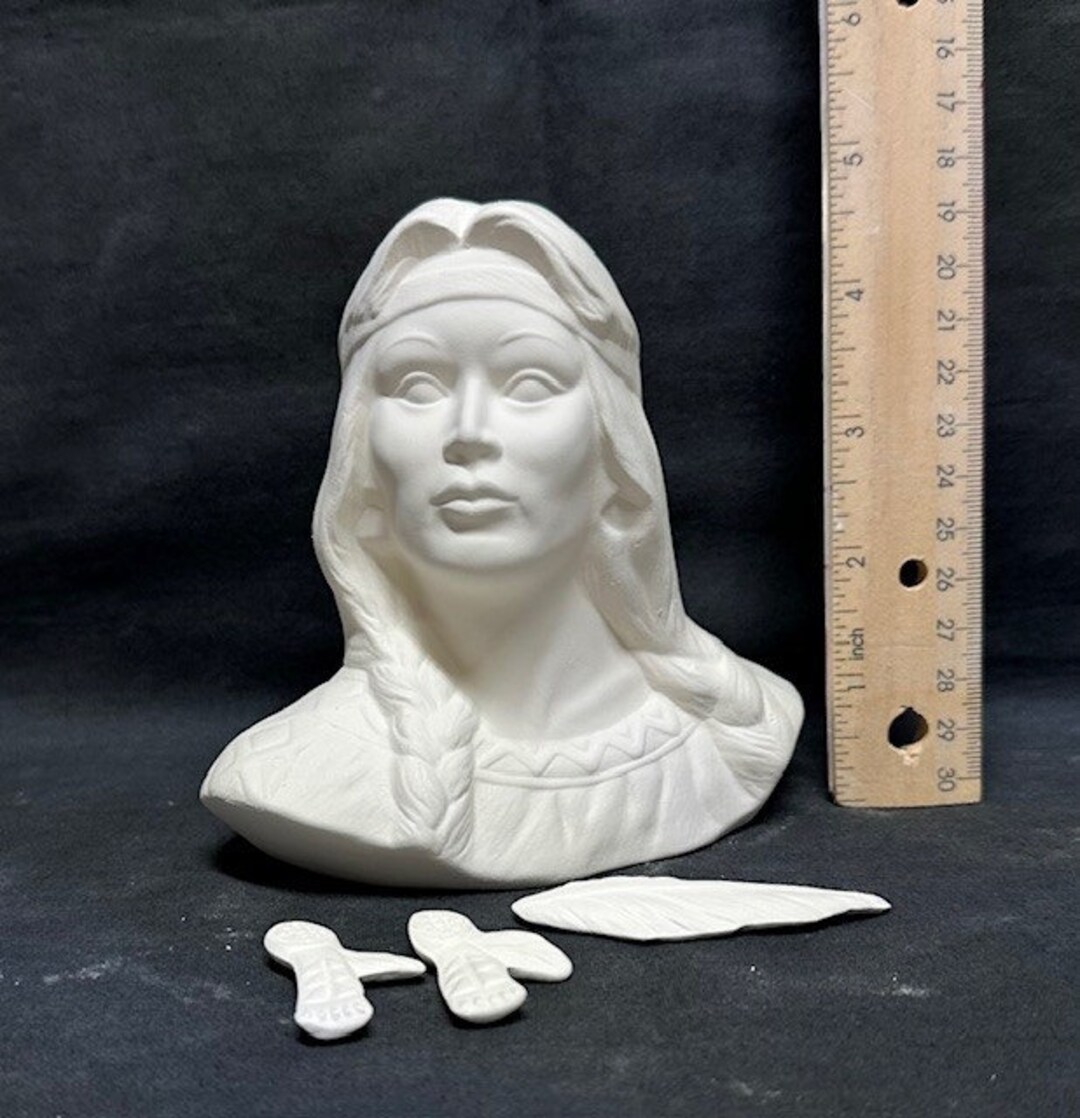 Ready to Paint Ceramic Bisque Provincial Indian Maiden Bust - Etsy