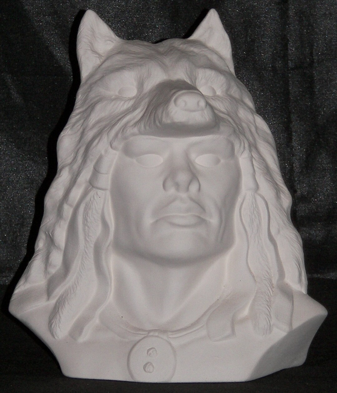 Ready to Paint Ceramic Bisque Provincial Indian Brave in Wolf Headdress ...