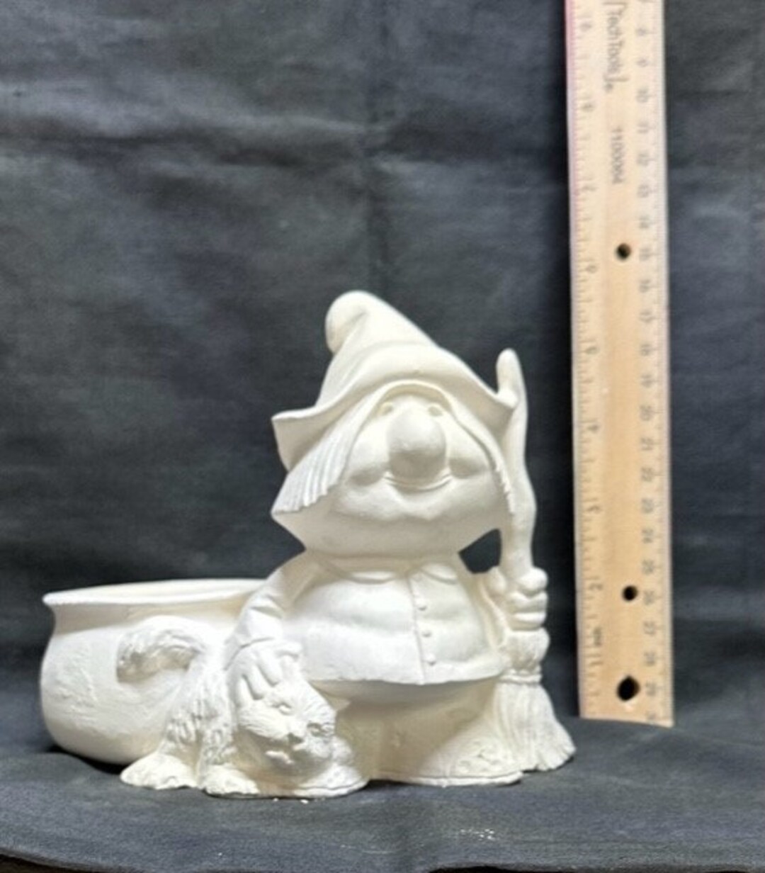 Ready to Paint Ceramic Bisque Duncan Witch With Cauldron Candy Dish or ...