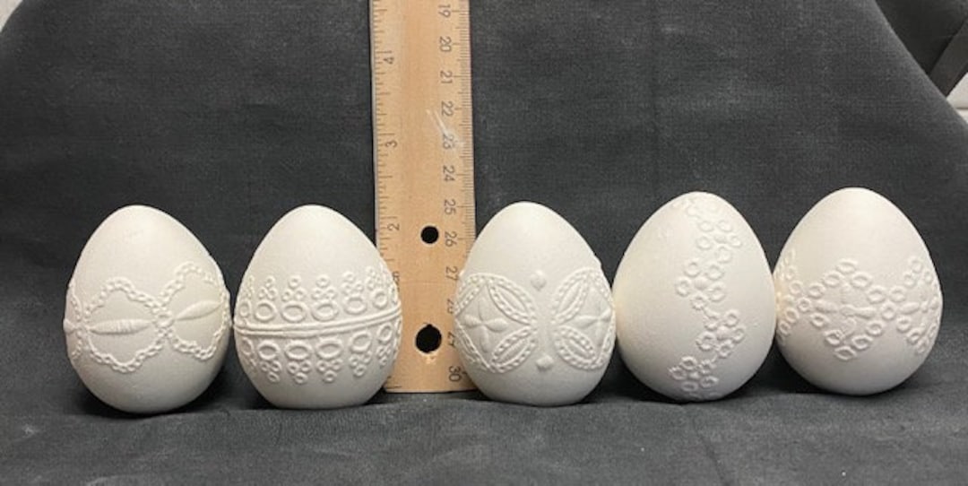 Ready to Paint Ceramic Bisque Donas Set of 5 Lace Eggs - Etsy