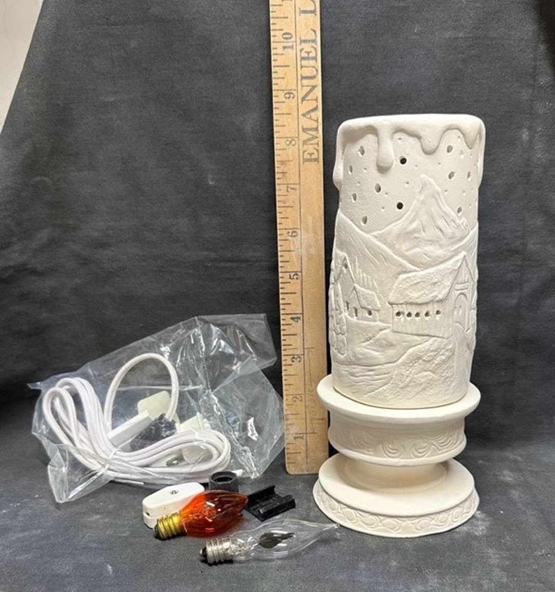 Ready to Paint Ceramic Bisque Kimple Candle With Scene on Duncan Base ...