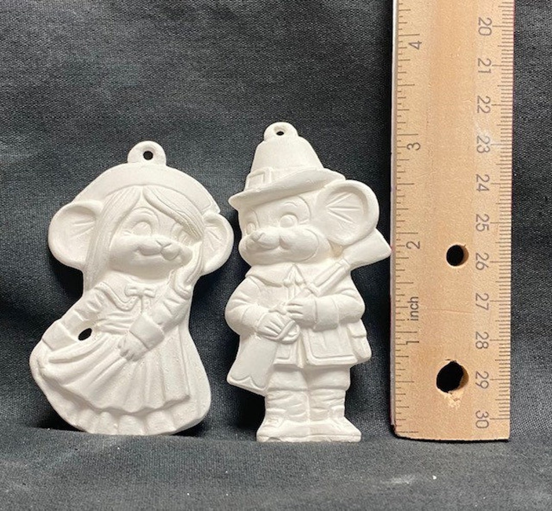 Ready to Paint Alberta Ceramic Bisque Set of 2 Pilgrim Mice Boy and ...