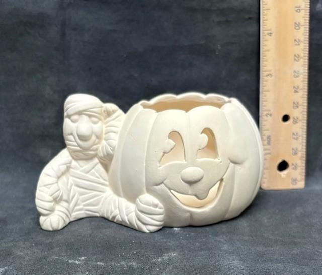 Ready to Paint Ceramic Bisque Clay Magic Frankie or Mummy Candy Dish or ...