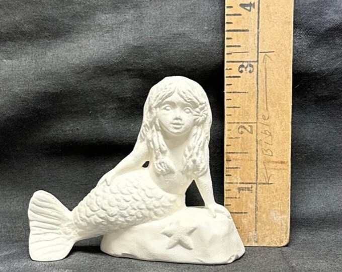 Ready to Paint Ceramic Bisque Alberta Mermaid Sitting on Rock - Etsy