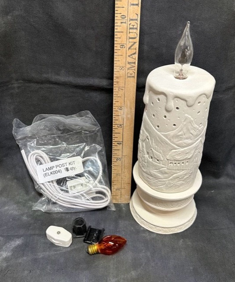 Ready to Paint Ceramic Bisque Kimple Candle With Scene on Duncan Base ...