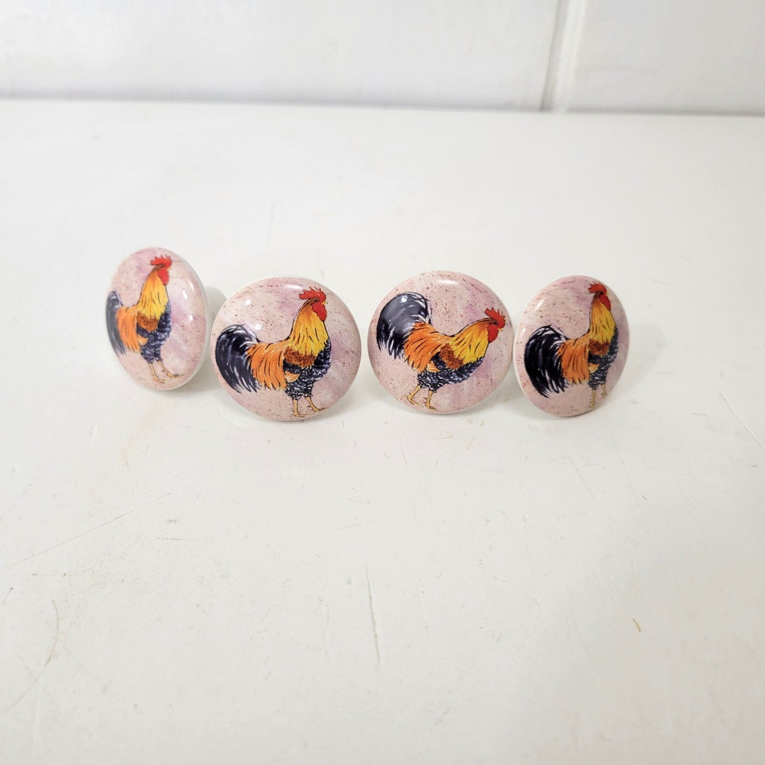 Rooster Cabinet Knobs, Drawer Pulls, White Porcelain Knobs - Etsy