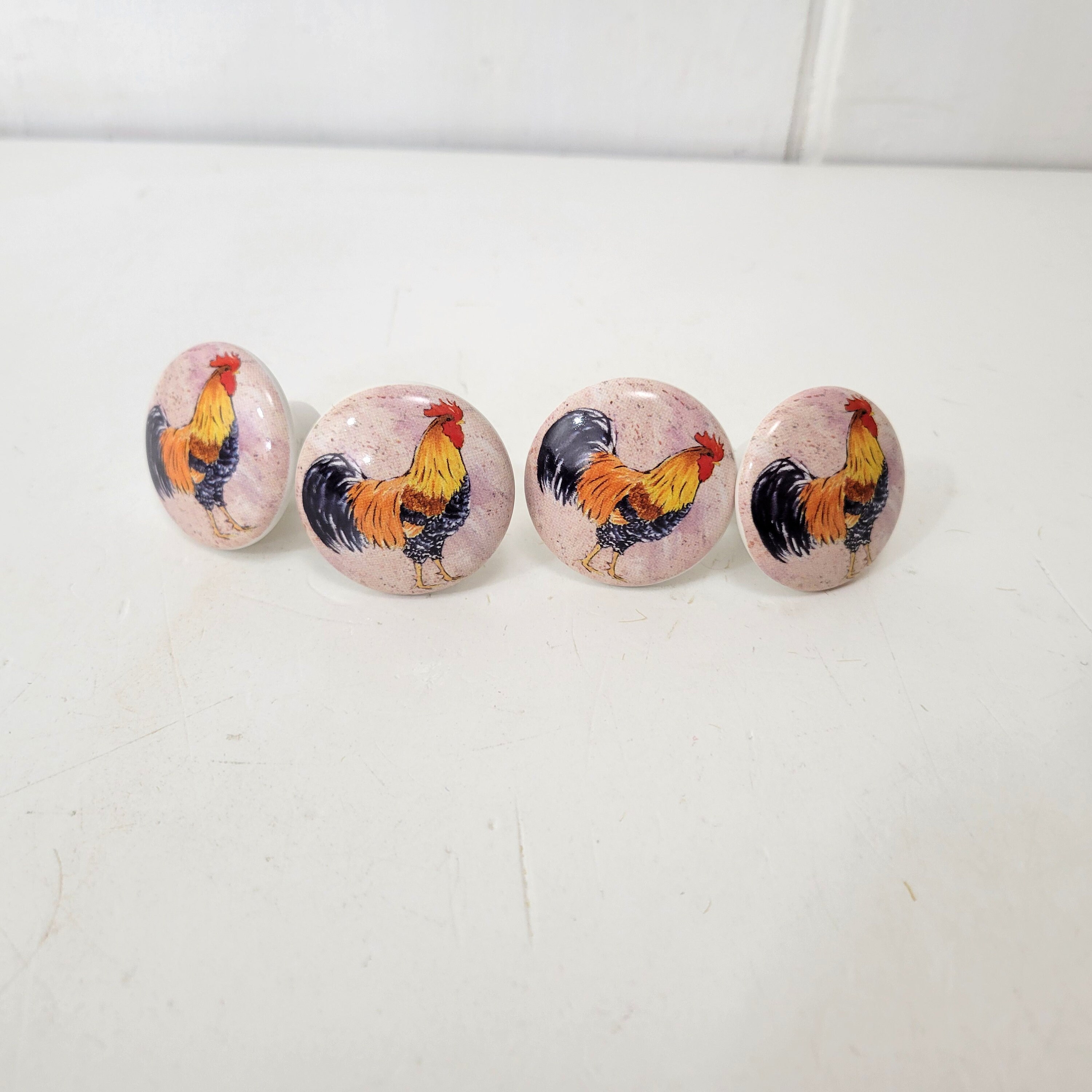 Rooster Cabinet Knobs, Drawer Pulls, White Porcelain Knobs - Etsy