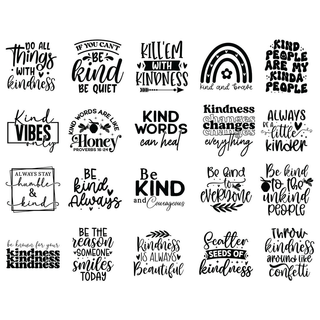 Kindness Svg Bundle, Be Kind Svg, Inspirational Svg, Motivational Svg ...