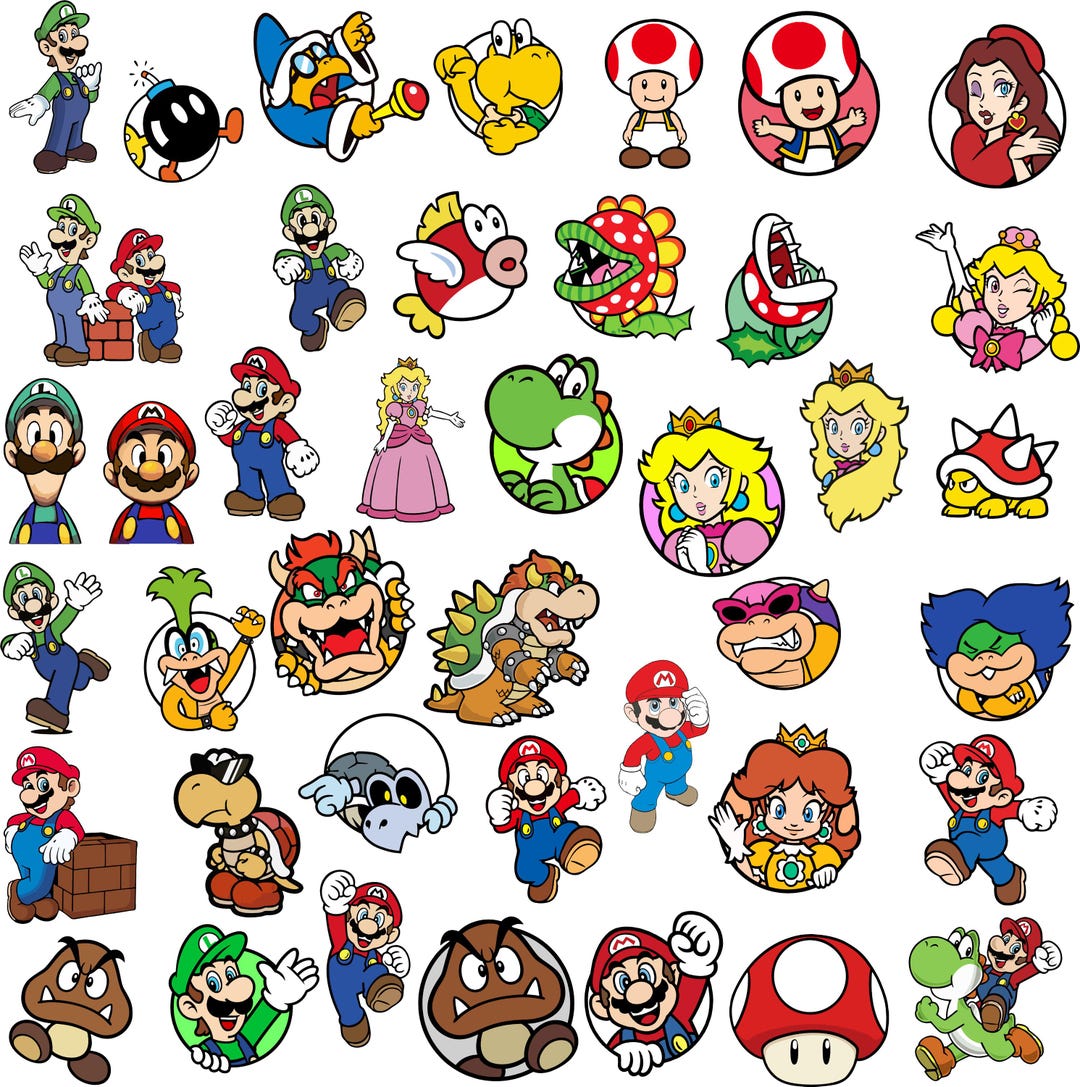 Super Mario Bros Vector Pack, Mario Cut Files, Mario Clipart, Super ...