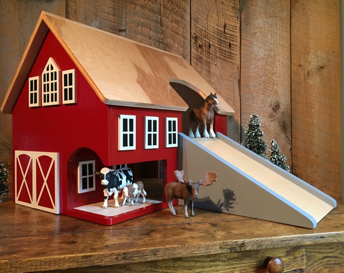 Ethan- Large Kids Hardwood Toy Barn - Made to Order - Etsy