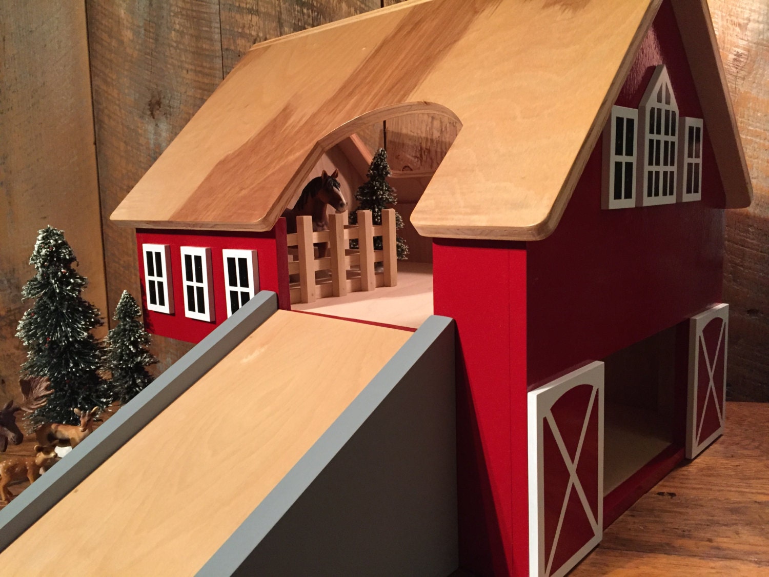 Ethan- Large Kids Hardwood Toy Barn - Made to Order - Etsy