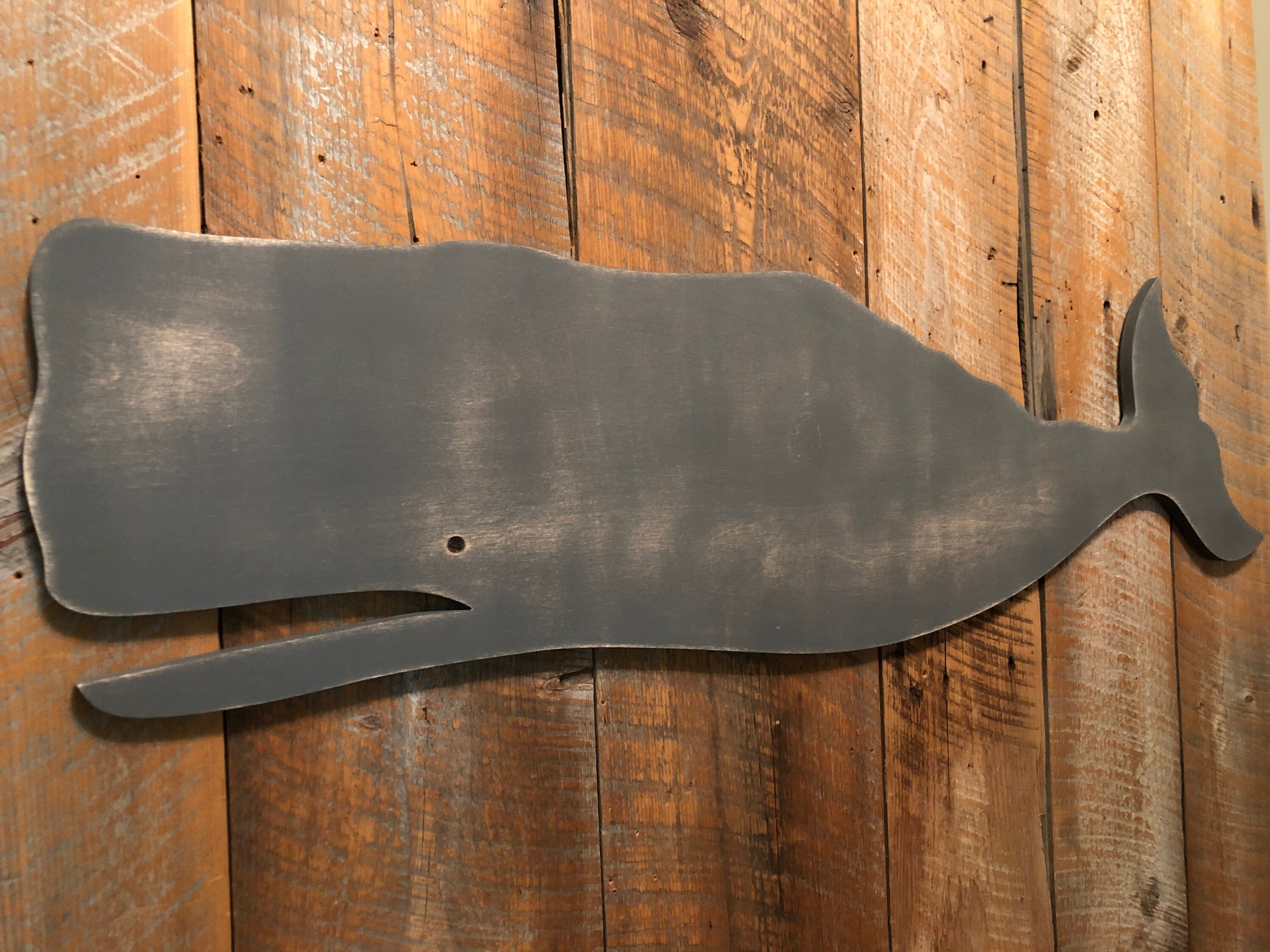 CHARCOAL * LARGE * 42" Wooden Whale Wall Art Indoor Ocean Beach ...