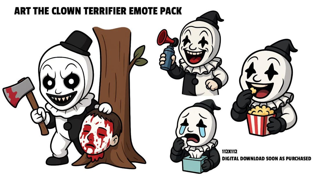 Terrifier Art the Clown Horror Emotes Pack 4 - Etsy