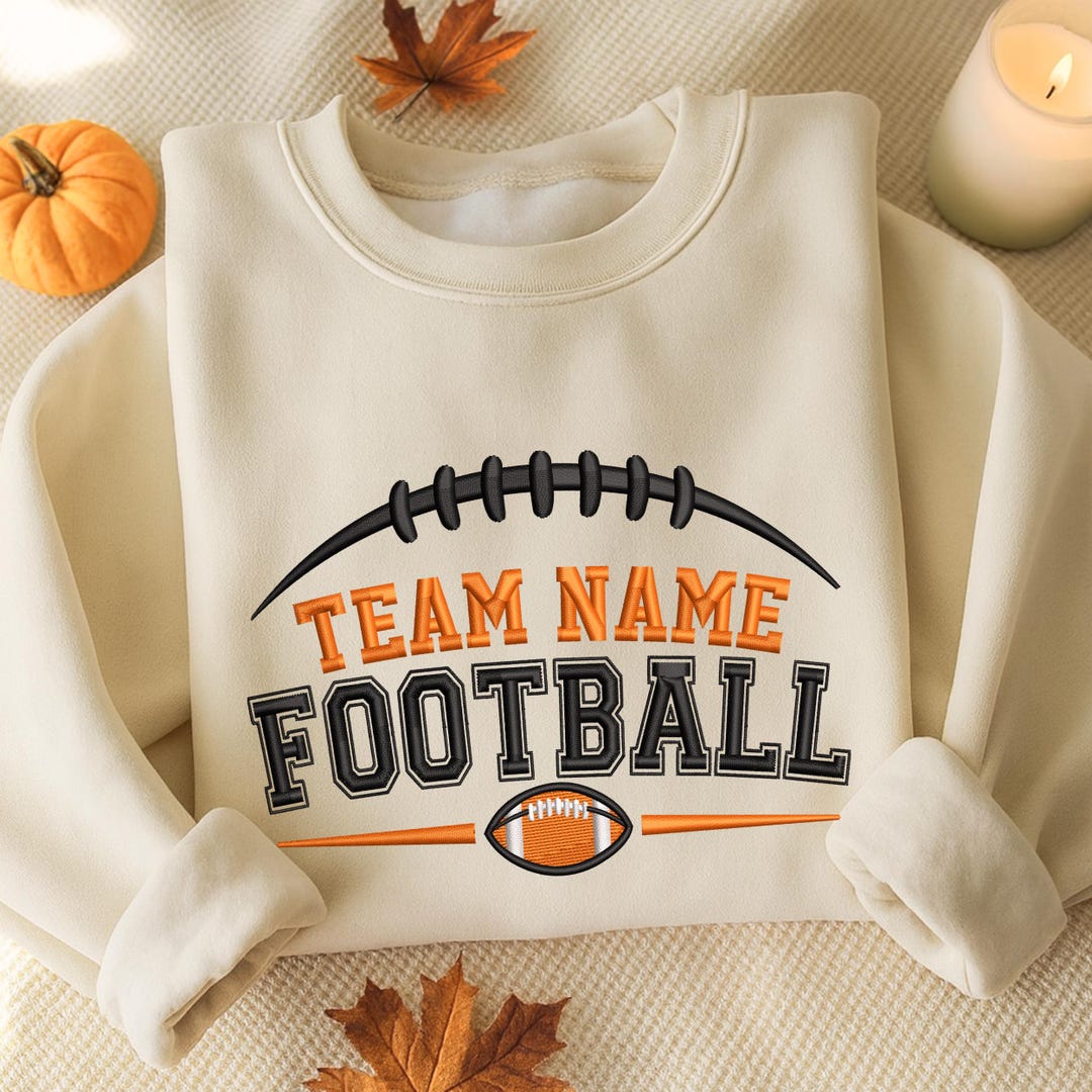 Custom Football Team Name Embroidered Sweatshirt, Personalized Game Day ...