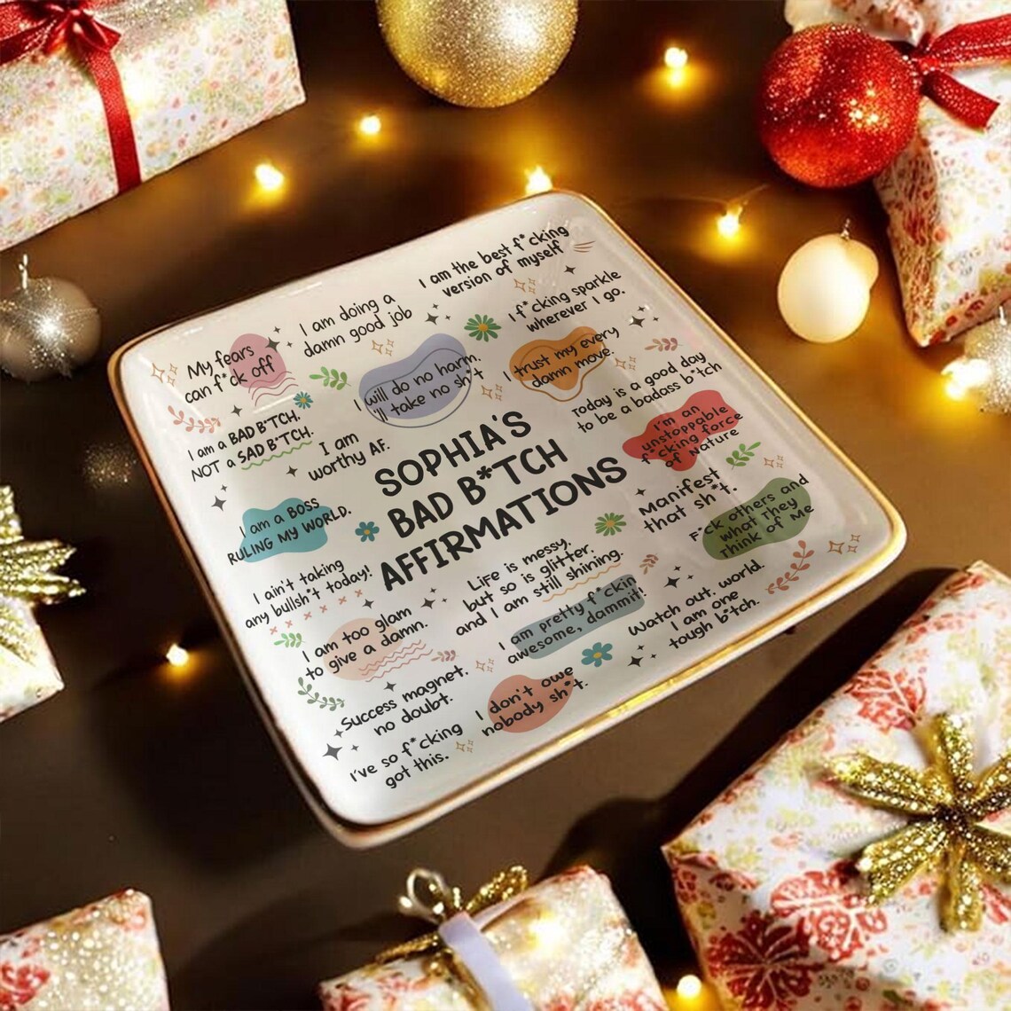 Personalized My Swear Affirmations Ring Dish, Custom Name Jewelry Dish ...