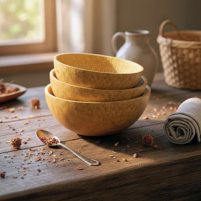 Handcrafted Natural Calabash Wooden Serving Bowl 1 Piece - Etsy