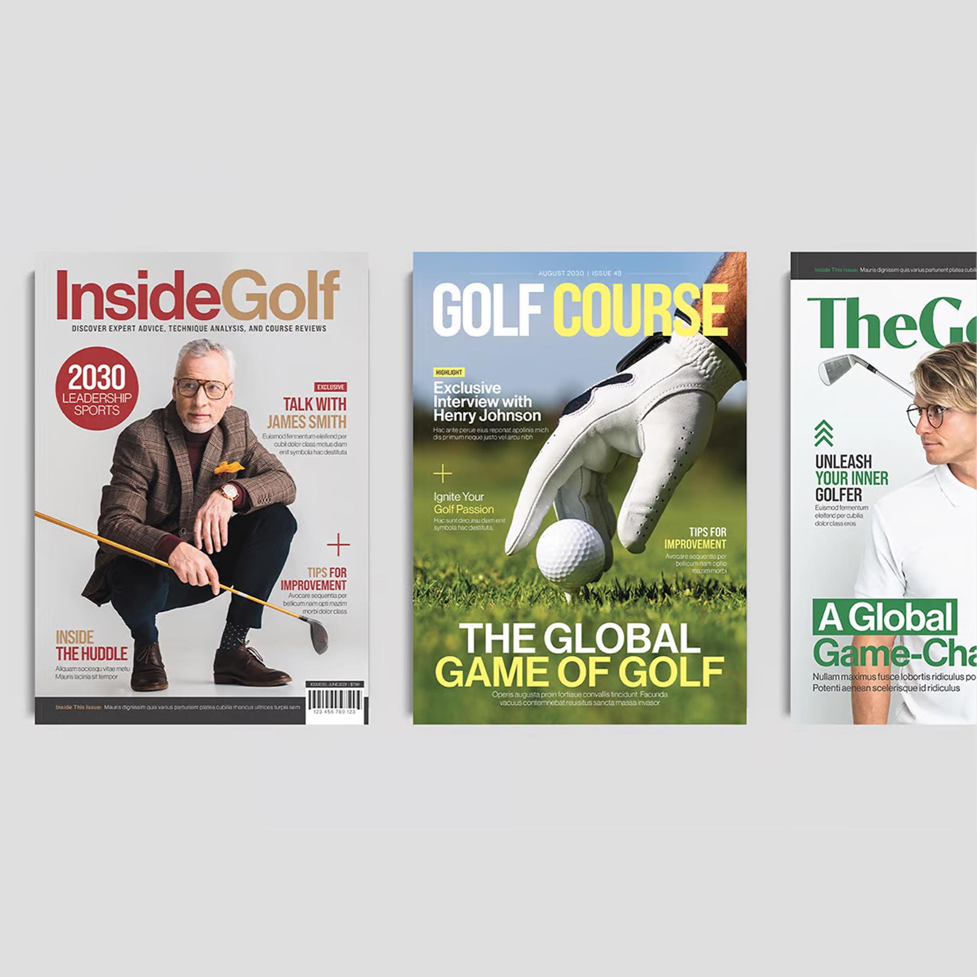 Golf Magazine Cover Templates – Editable Illustrator AI & EPS Files for ...