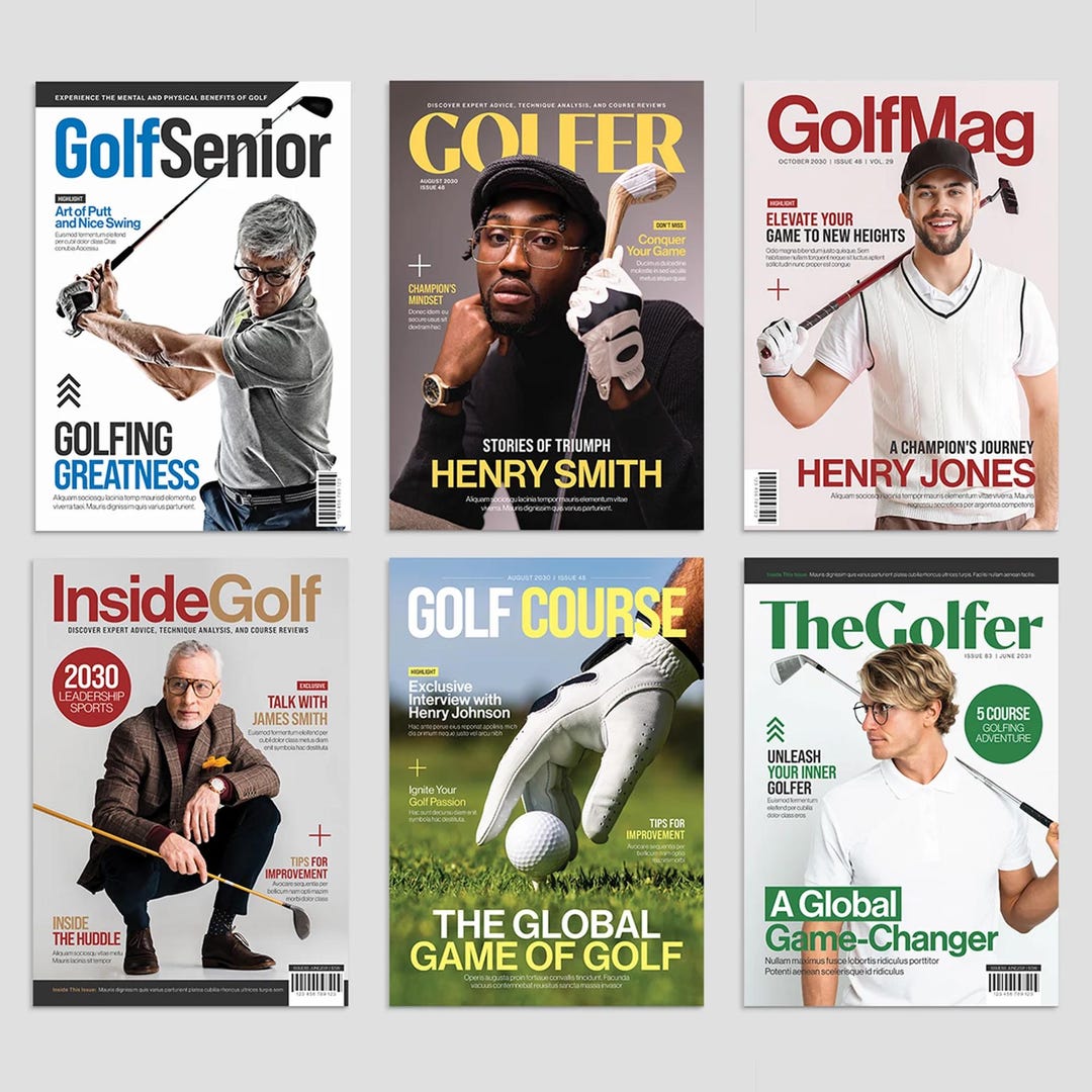 Golf Magazine Cover Templates – Editable Illustrator AI & EPS Files for ...