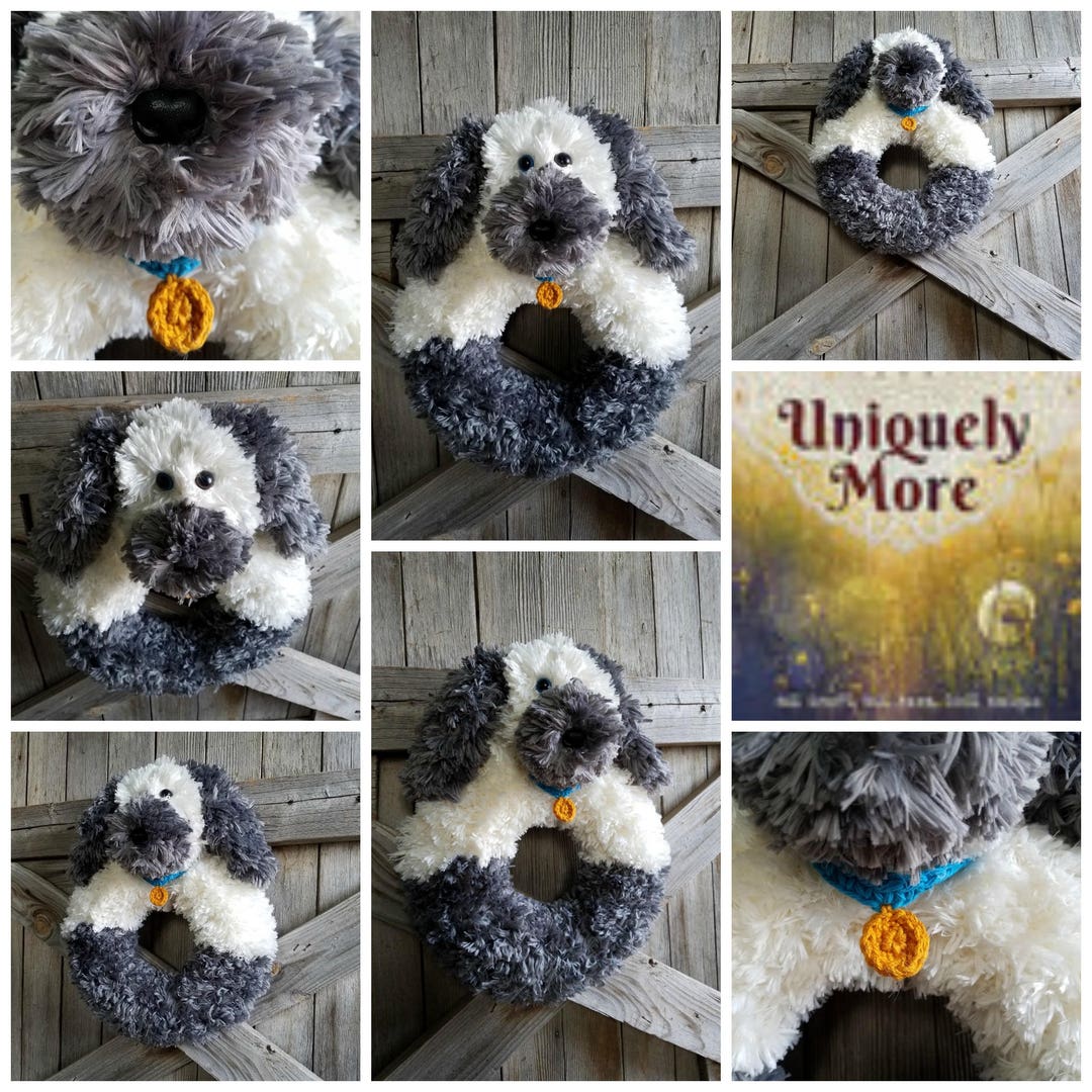 Crochet Pattern,old English Sheepdog Wreath,front Door Wreath,wreath ...