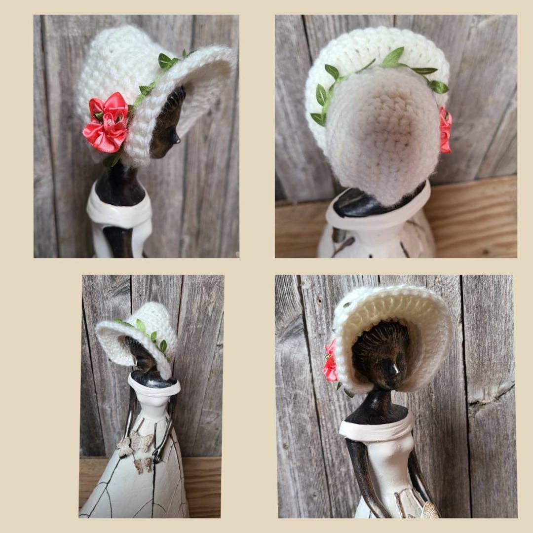Garden Maiden Bonnet, Figurine Hat, Miniature Bonnet, Mini Bonnet ...