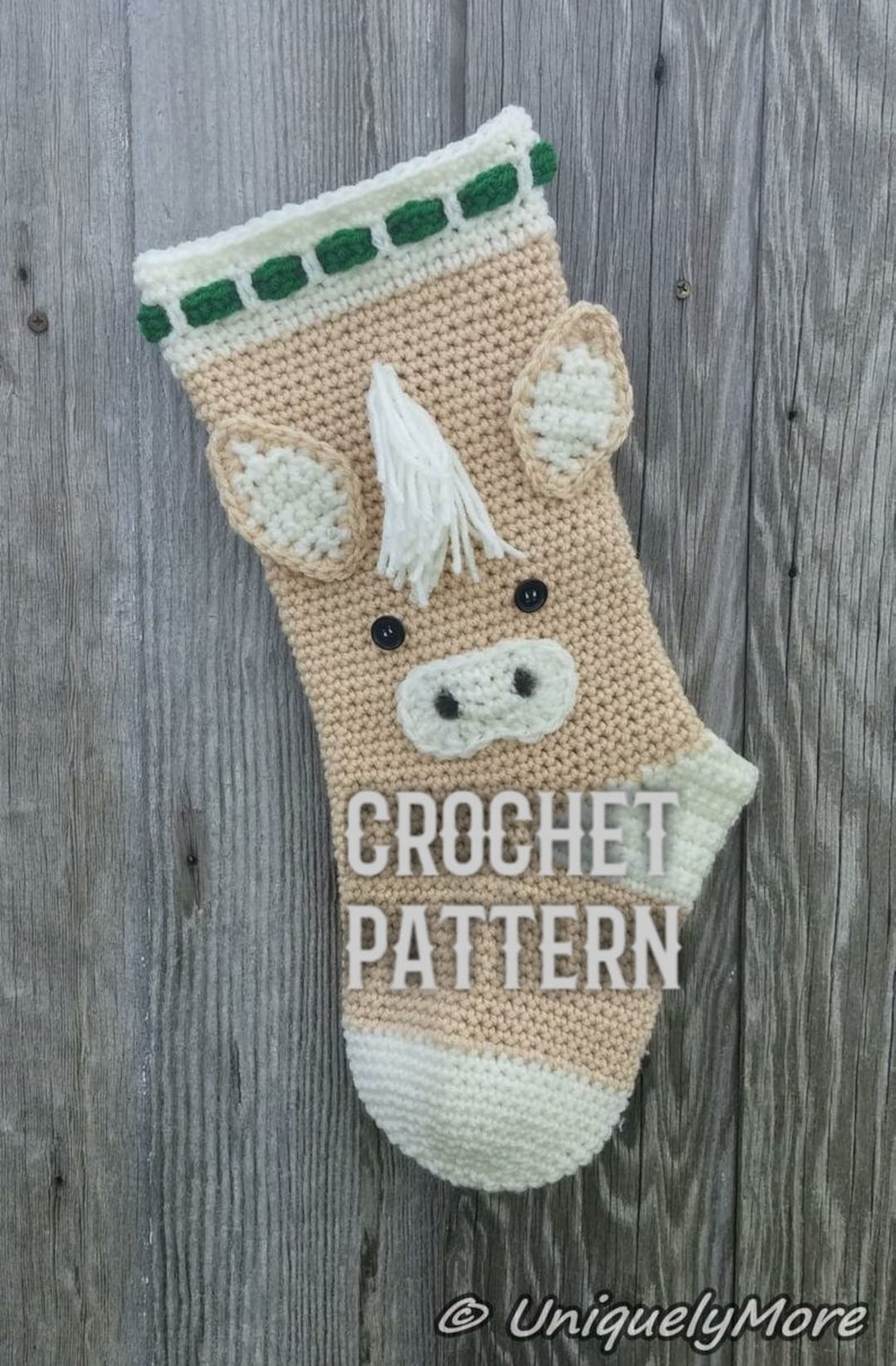 Horse Stocking Crochet Pattern,horse Stocking,farm Stocking,crochet ...