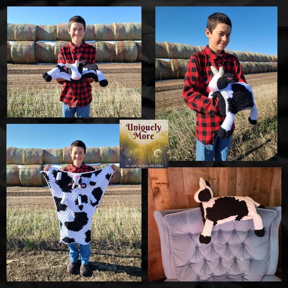 Cow Blanketcow Print Blanketcow Stuffycow Loveycrochet | Etsy