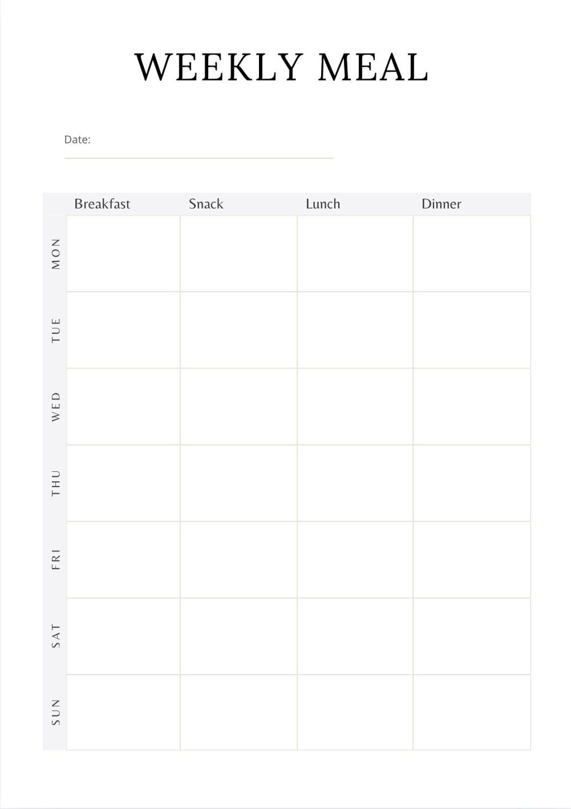 Printable Digital Meal Planner - Weekly Menu, Grocery List, & Meal Prep ...
