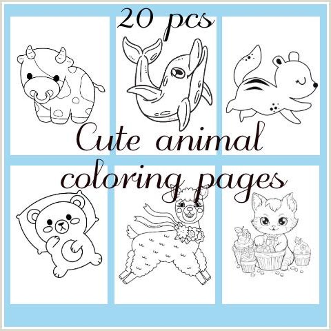 Cute Animal (2) 20 Coloring Pages for Kids, Preschool, Kinderkarten ...