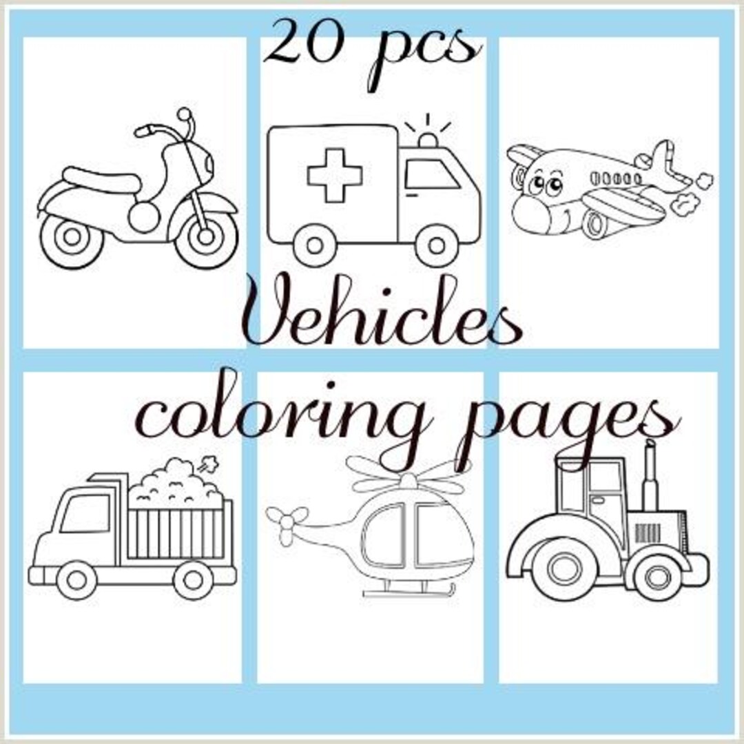Vehicles Coloring Pages. 20 Printable Coloring Pages for Kids, Toddlers ...