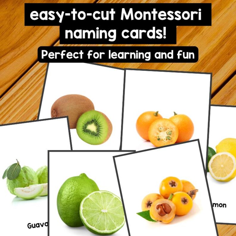 FRUITS - 50 Editable Montessori Cards- Flash Cards Nomenclature ...