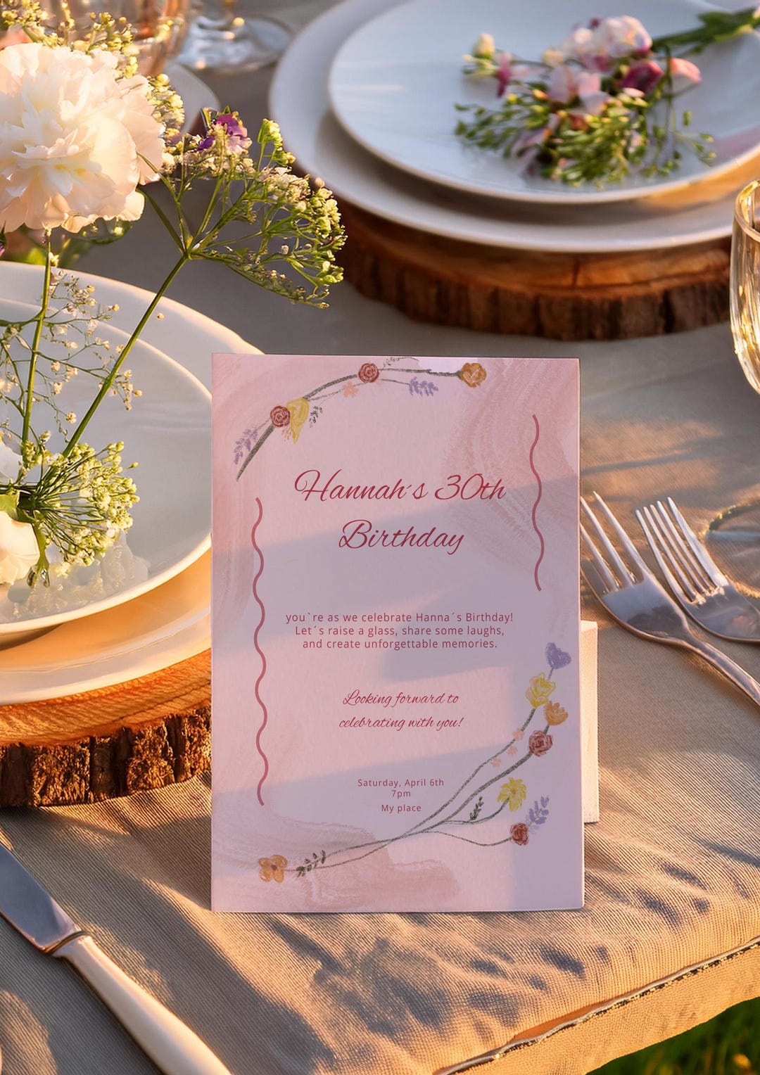 Elegant Floral 30th Birthday Invitation, Editable,printable Party ...