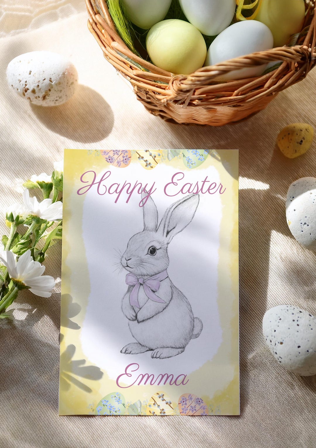 Editable Easter Invitation – Bunny & Eggs Design – Templett Template ...