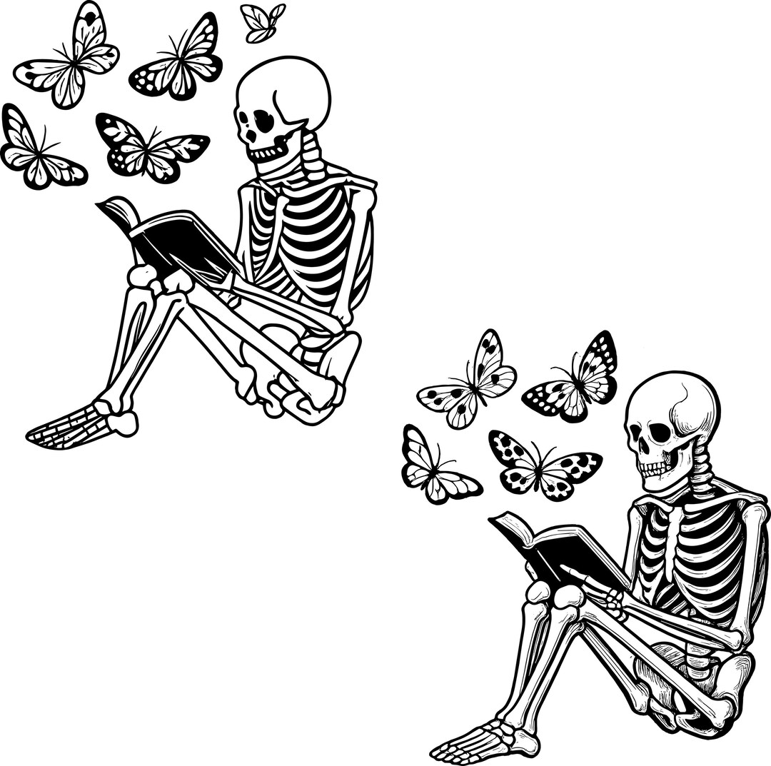 Book Reading Skeleton | SVG PNG JPG | Skeleton Art | Gothic T-shirt ...