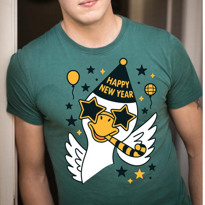 Funny New Year Silly Goose PNG, Happy New Year Goose Sublimation, New ...